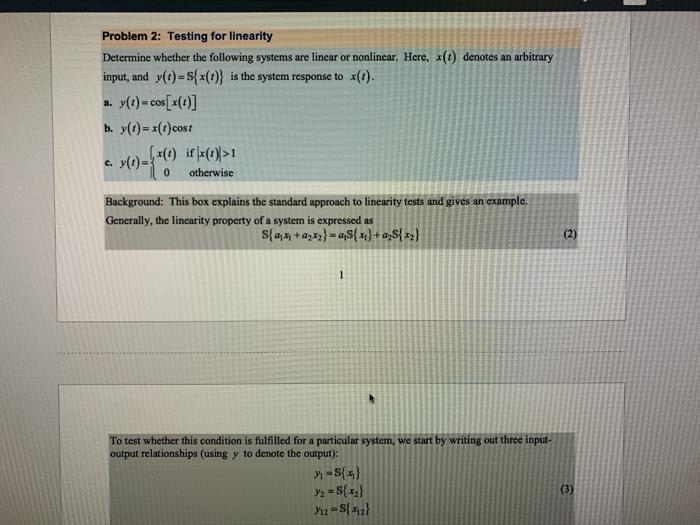 Solved Problem 2: Testing for linearity Determine whether | Chegg.com