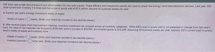 Solved EBI Solar uses a high-ipch process to turn silton | Chegg.com