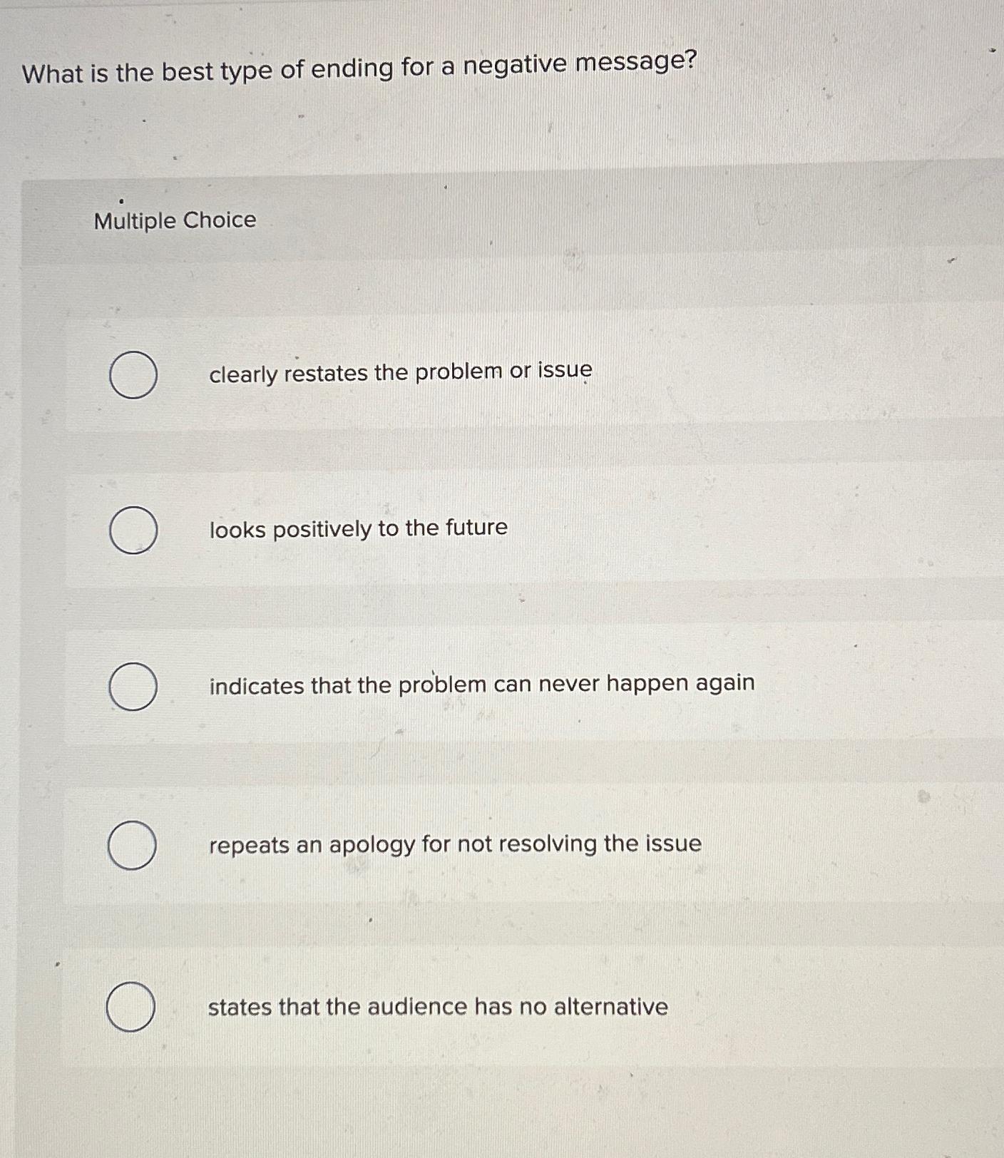 Solved What is the best type of ending for a negative | Chegg.com