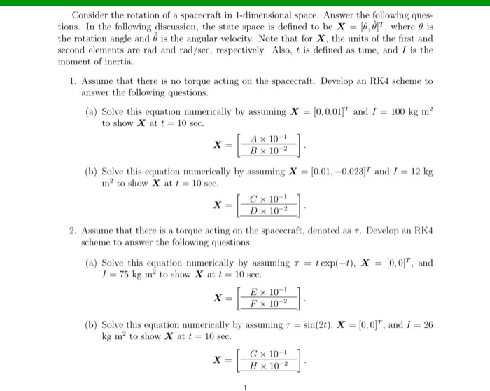 Consider the rotation of a spacecraft in | Chegg.com