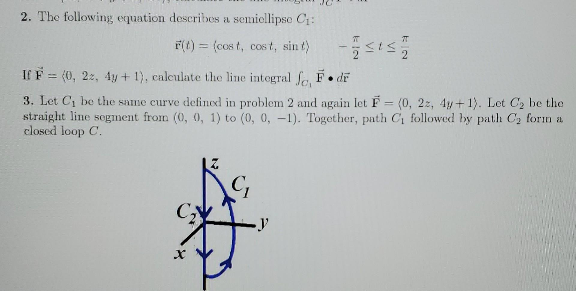 Solved 2. The following equation describes a semiellipse C1: | Chegg.com
