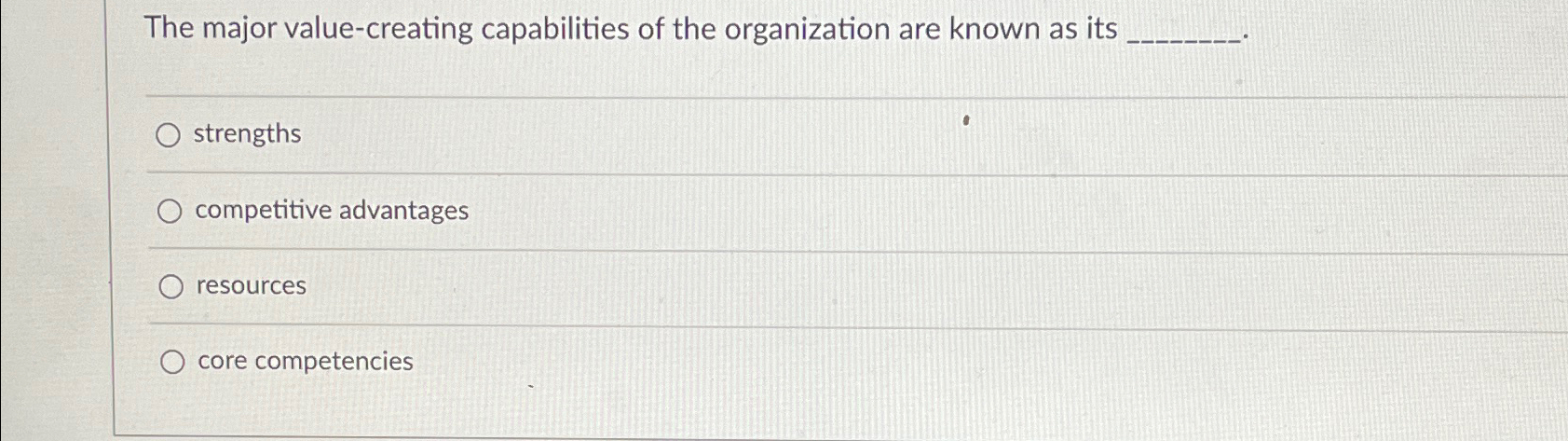 Solved The major value-creating capabilities of the | Chegg.com