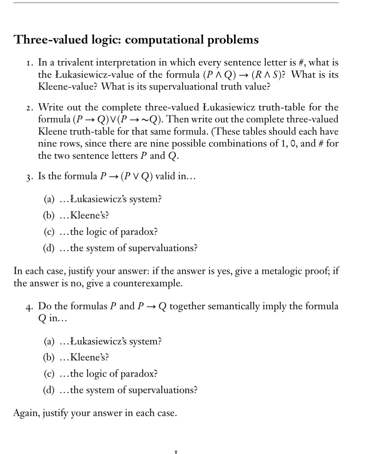 Solved Three-valued logic: computational problemsI. In a | Chegg.com