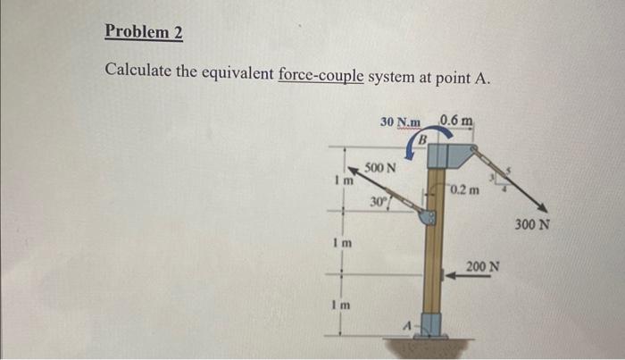 Solved Calculate the equivalent force-couple system at point | Chegg.com