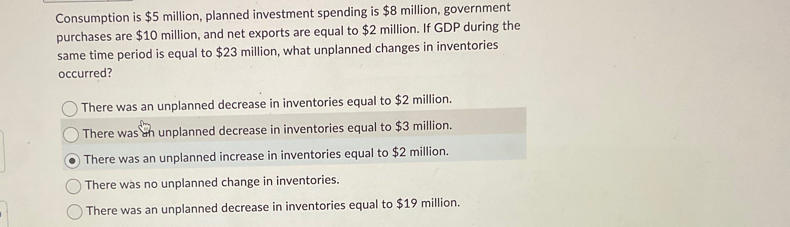 Solved Consumption is $5 ﻿million, planned investment | Chegg.com