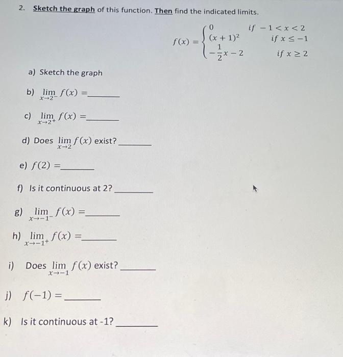 Solved 2. Sketch the graph of this function. Then find the | Chegg.com