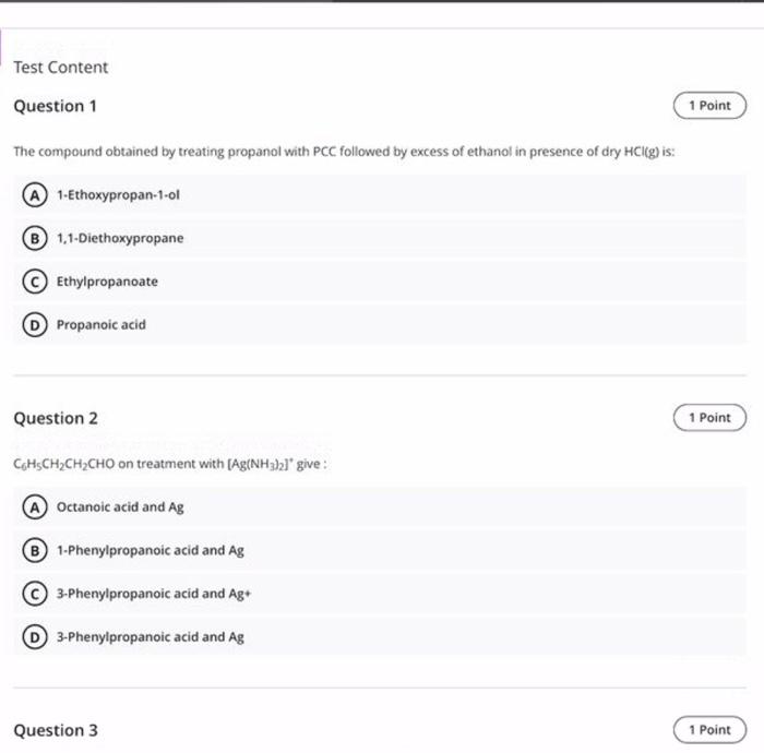 Solved Test Content Question 1 1 Point The compound obtained | Chegg.com Solved Test Content Question 1 1 Point The compound obtained | Chegg.com