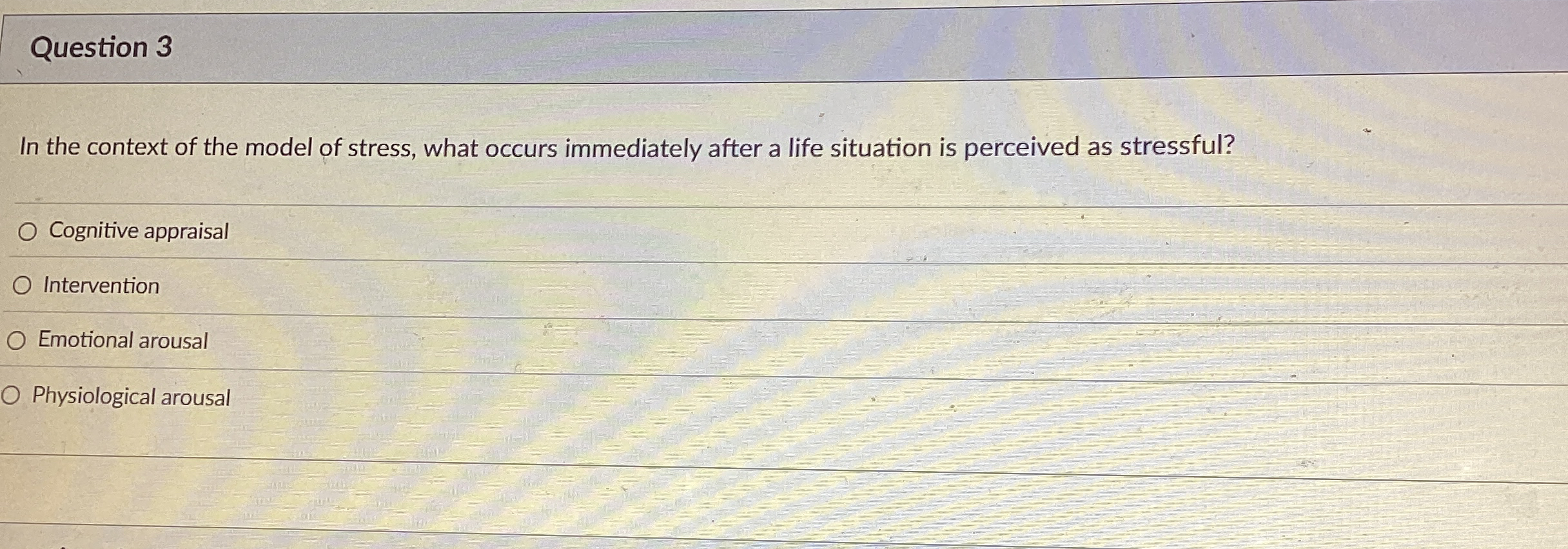 Solved Question 3In the context of the model of stress, what | Chegg.com