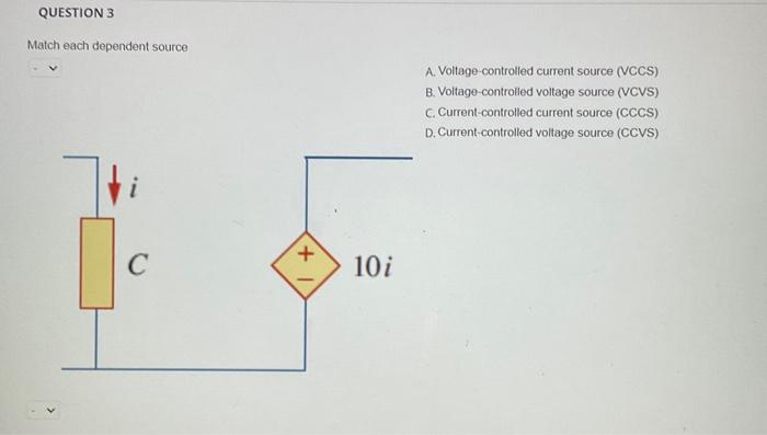 Solved Match each dependent source A. Voltage-controlled | Chegg.com