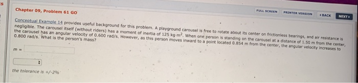 Solved FULL SCREEN PRINTER VERSION BACK Chapter 09, Problem | Chegg.com