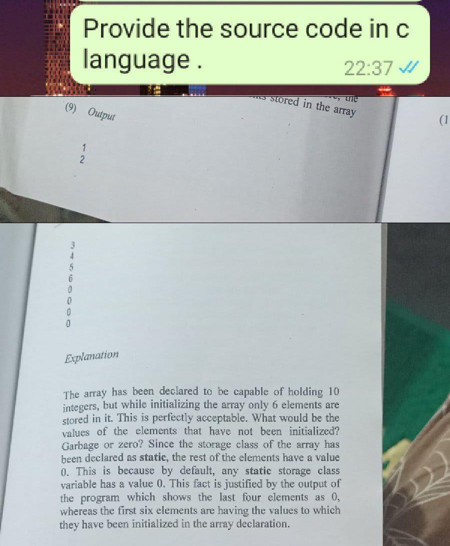 Solved Provide the source code in c language. 22:37 Stored | Chegg.com