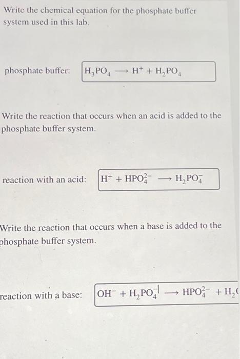 Solved Write the chemical equation for the phosphate buffer | Chegg.com