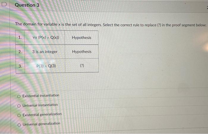 Solved Select the argument that is invalid. p∨q∧p∧¬q¬q | Chegg.com