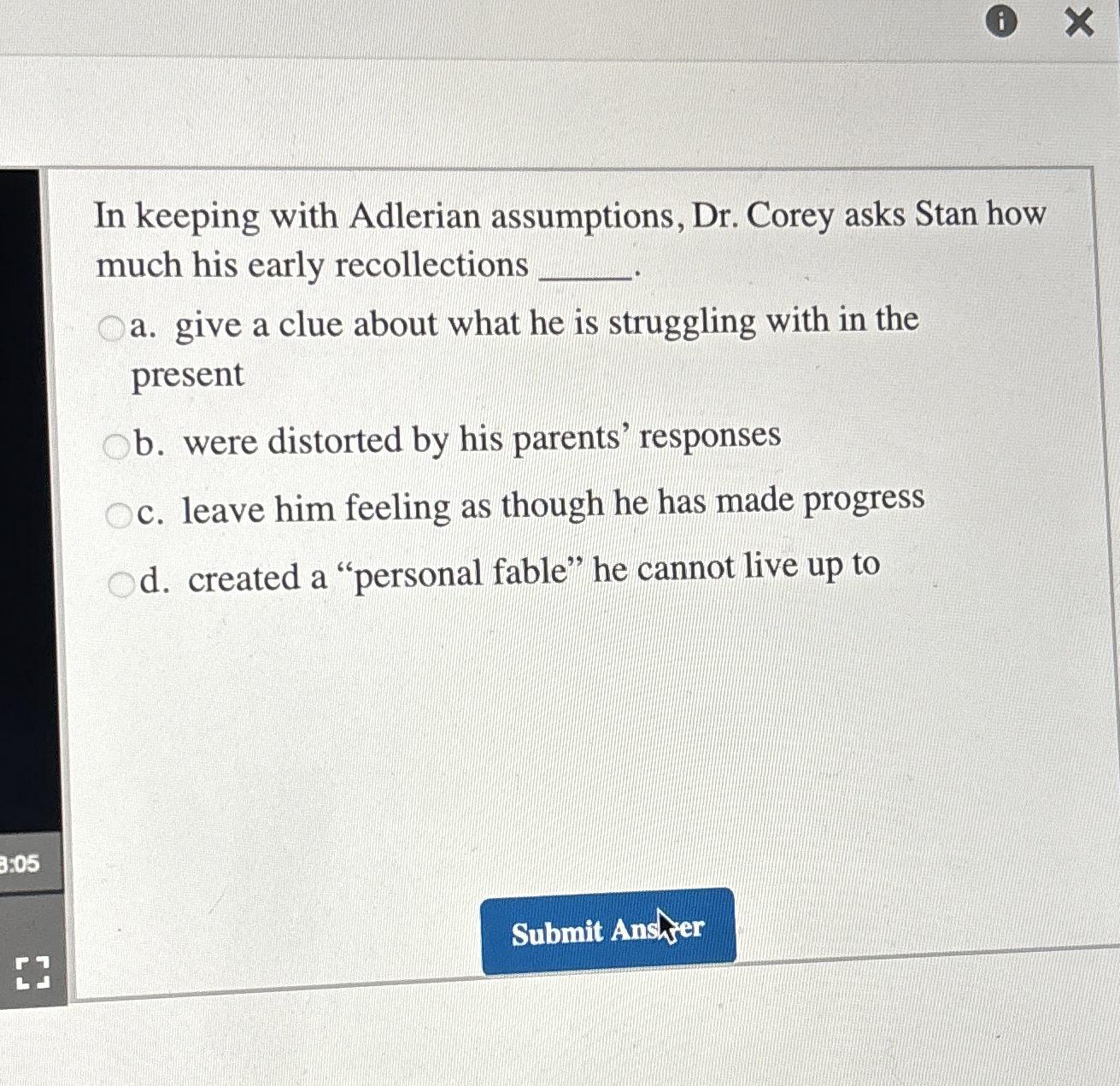 Solved In keeping with Adlerian assumptions, Dr. ﻿Corey asks | Chegg.com