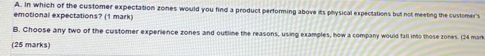 Solved A. In which of the customer expectation zones would | Chegg.com