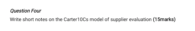 Solved Question Four Write short notes on the Carter 10Cs | Chegg.com