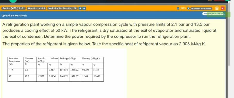 Solved fese MD CD Lyriat பாலா A refrigeration plant working | Chegg.com