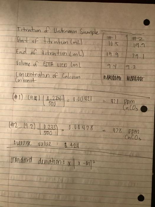 Solved Values Obtained: (1) ppm CaCO3 (2) ppm CaCO3 (3) | Chegg.com