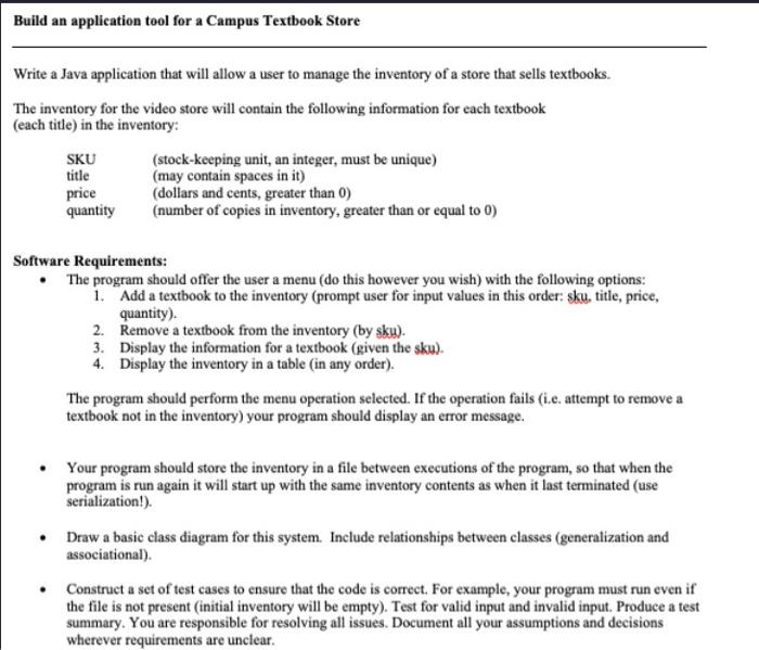 Solved Build an application tool for a Campus Textbook Store | Chegg.com