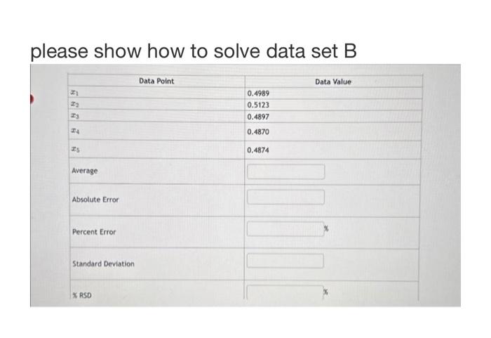 Solved please show how to solve data set B | Chegg.com