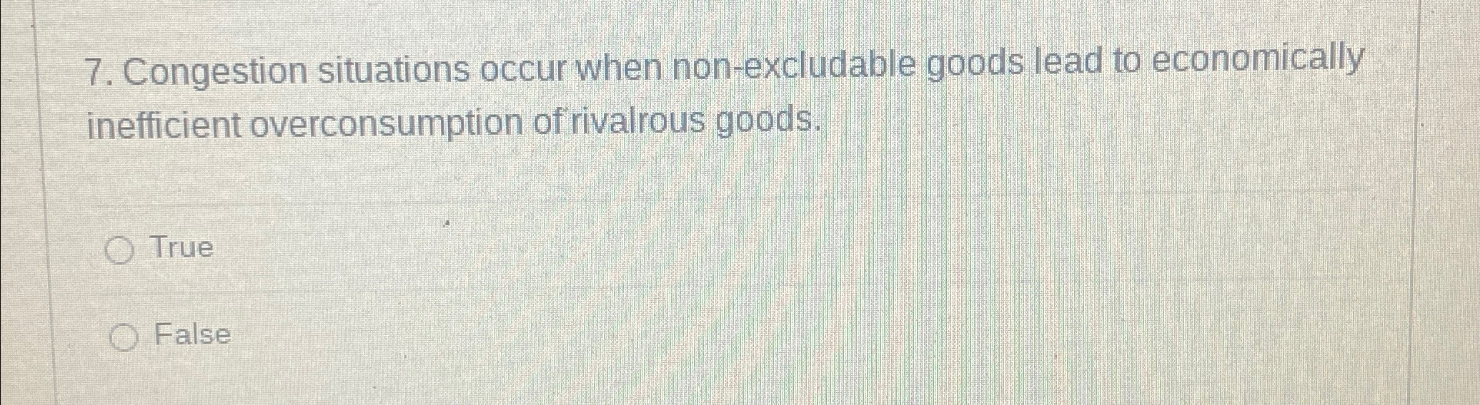 Solved Congestion situations occur when non-excludable goods | Chegg.com