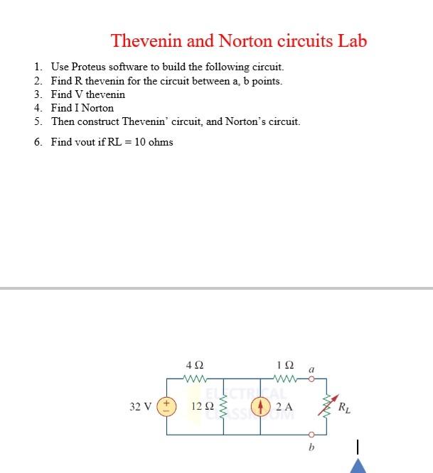 Solved Thevenin and Norton circuits Lab 1. Use Proteus | Chegg.com