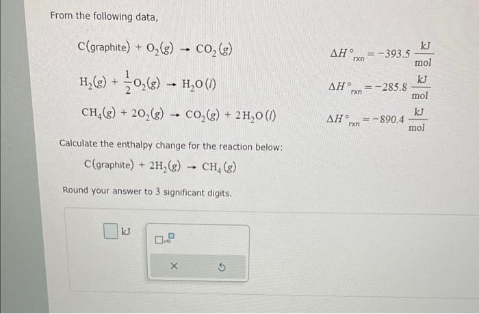Solved From the following data, C( graphite )+O2( g)→CO2( | Chegg.com