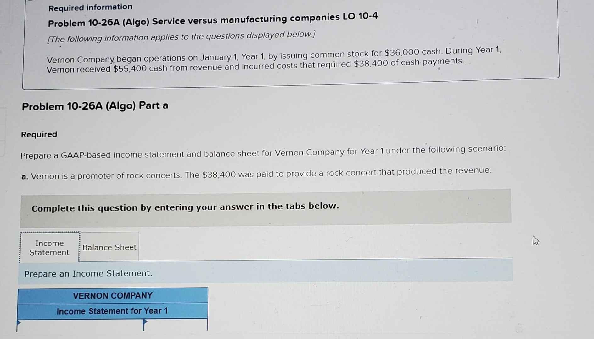 Solved Required informationProblem 10-26A (Algo) ﻿Service | Chegg.com