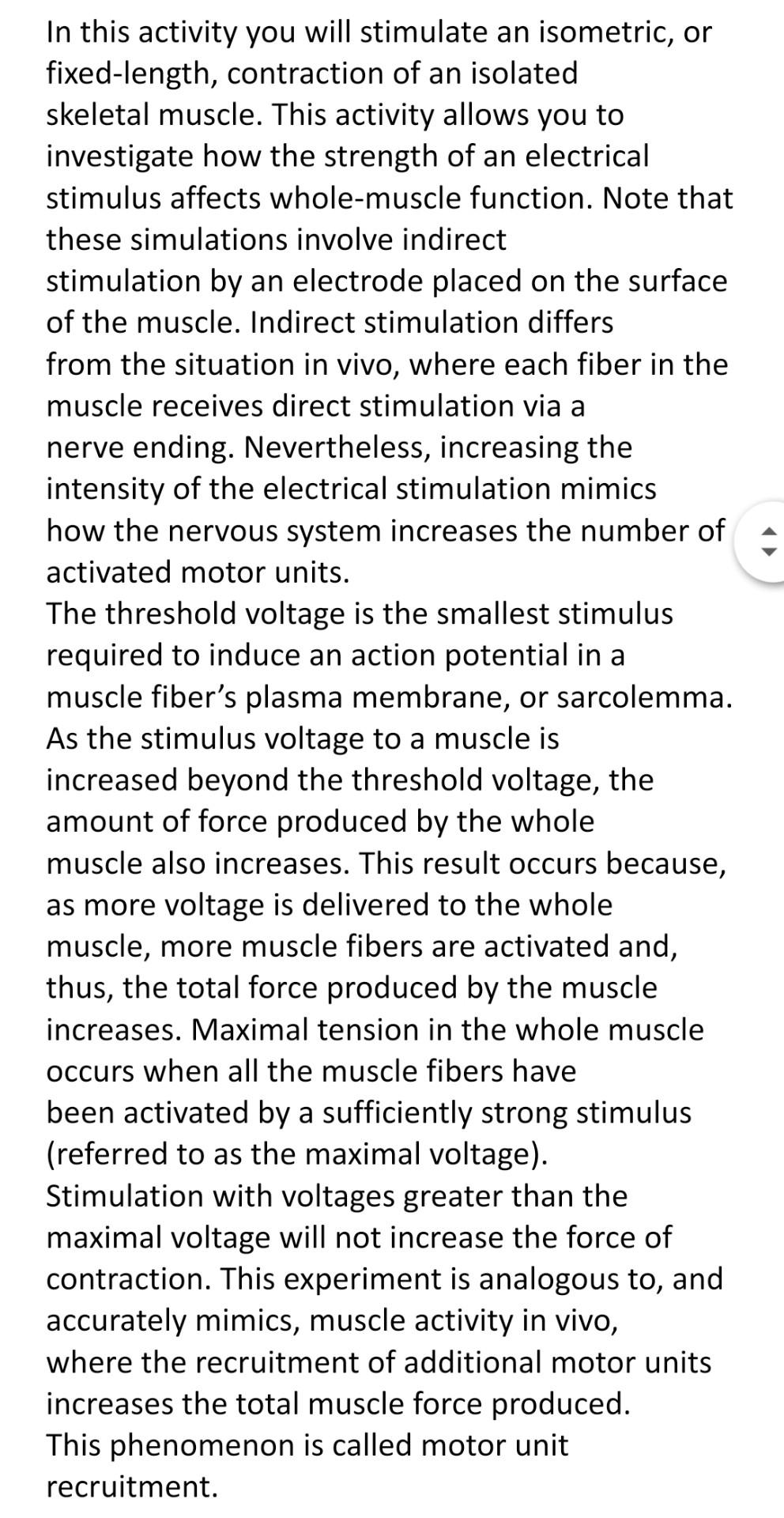 Solved The Effect of Stimulus Voltage on Skeletal Muscle | Chegg.com