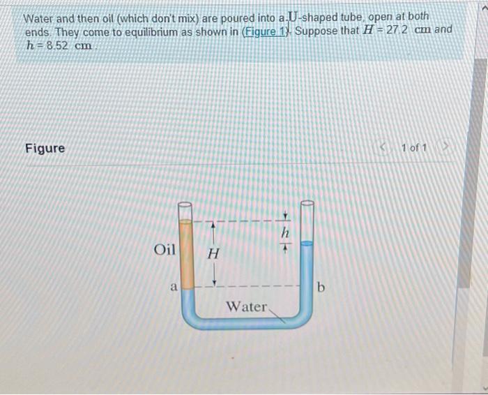 Solved Water and then oil (which don't mix) are poured into | Chegg.com