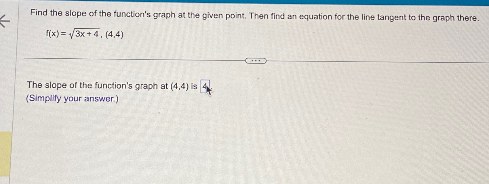 Solved Find the slope of the function's graph at the given | Chegg.com