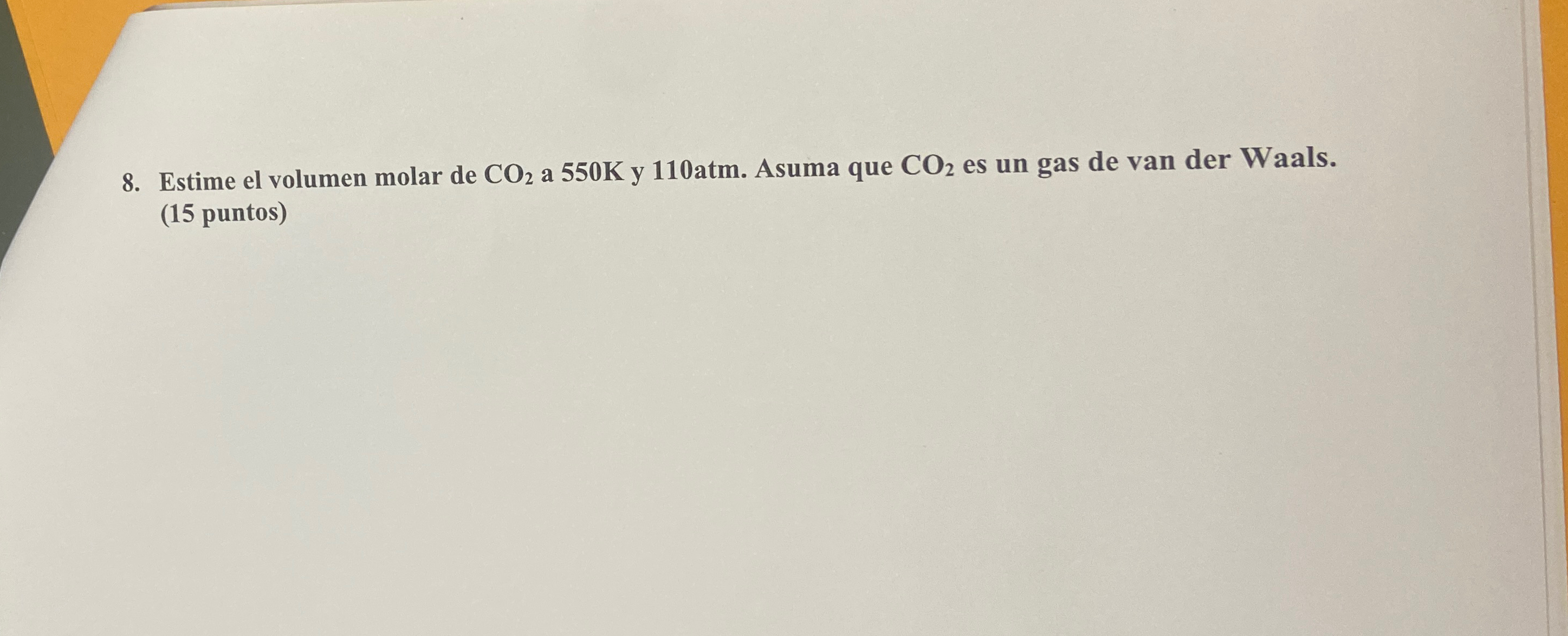 Solved Estime el volumen molar de CO2 ﻿a 550K ﻿y 110atm. | Chegg.com
