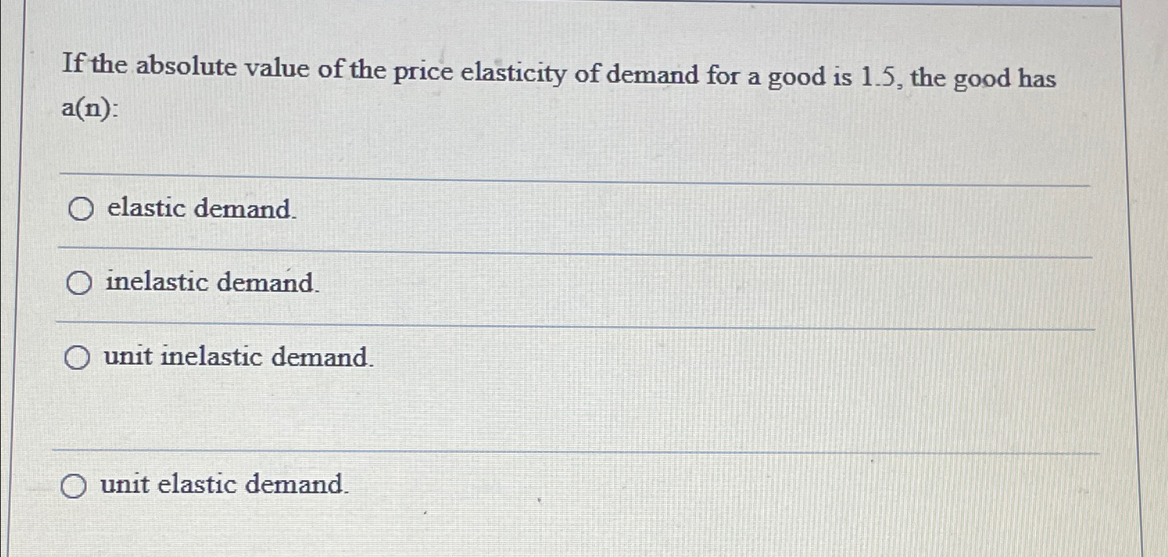 Solved If the absolute value of the price elasticity of | Chegg.com