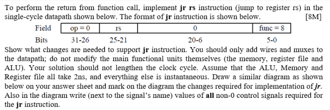 Solved To perform the return from function call, implement | Chegg.com