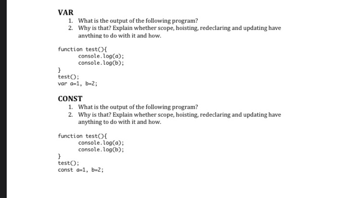 Solved VAR 1. What is the output of the following program? | Chegg.com