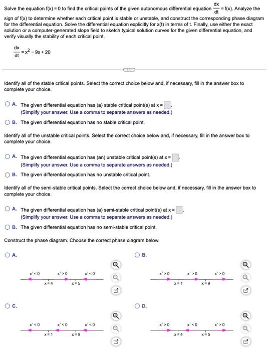 Solved Solve the equation f(x)=0 to find the critical points | Chegg.com Solved Solve the equation f(x)=0 to find the critical points | Chegg.com