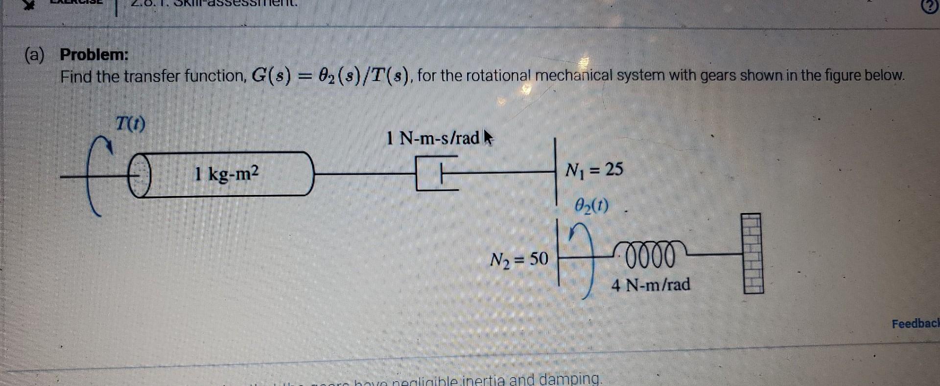 Solved (a) Problem: Find the transfer function, | Chegg.com