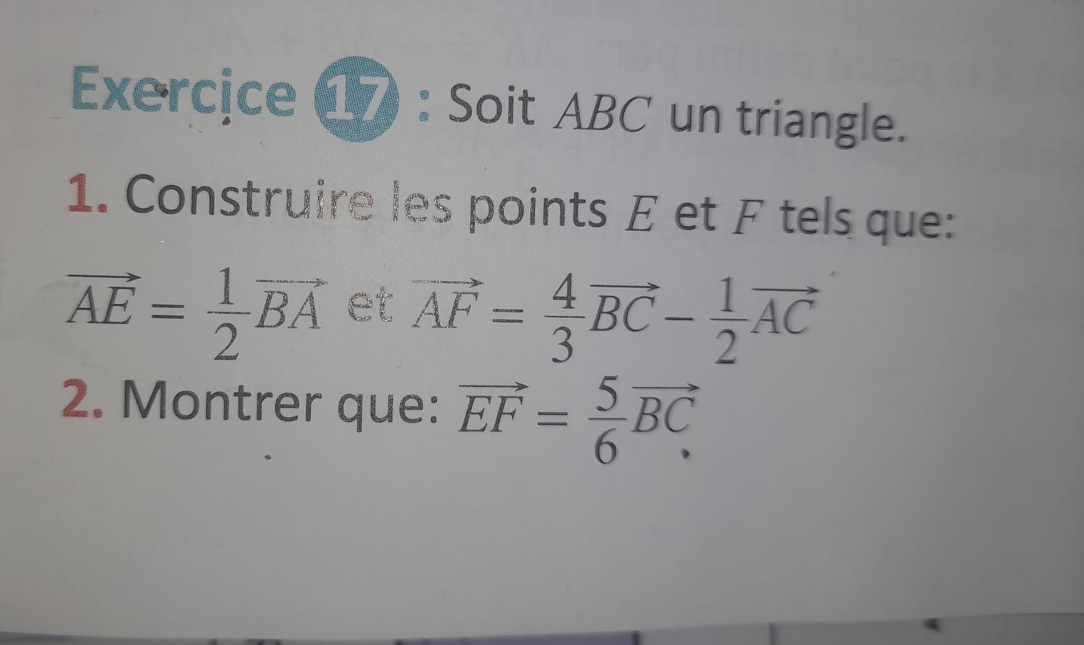 Exercice 17 ﻿: Soit ABC un triangle.Construire les | Chegg.com