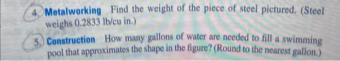 Solved Problem 4 Problem 54. Metalworking Find the weight of | Chegg.com