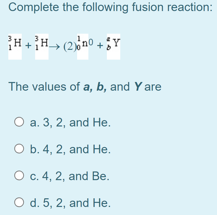 Solved 1Complete the following fusion | Chegg.com
