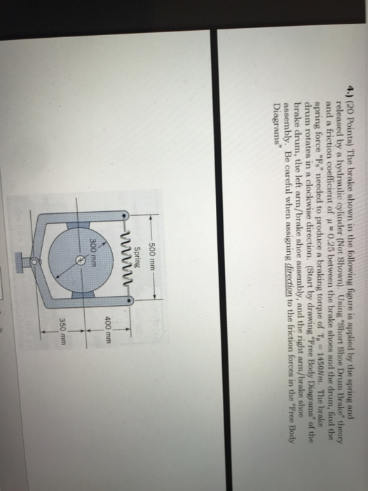 Solved 4.) (20 Points) The brake shown in the following | Chegg.com
