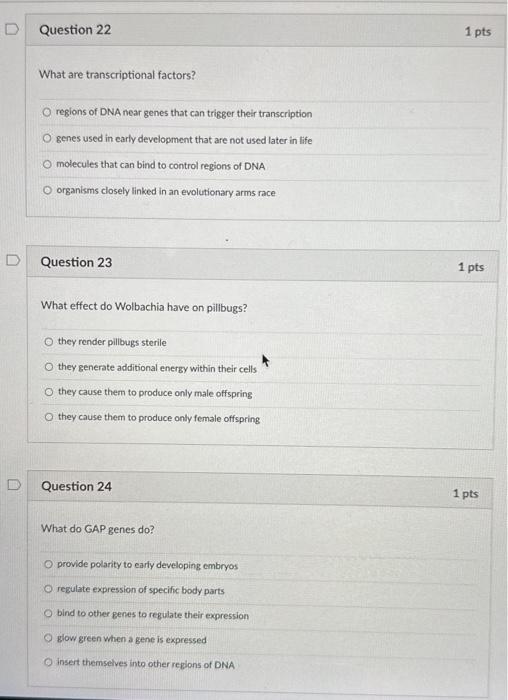 Solved Question 22 1 pts What are transcriptional factors? | Chegg.com