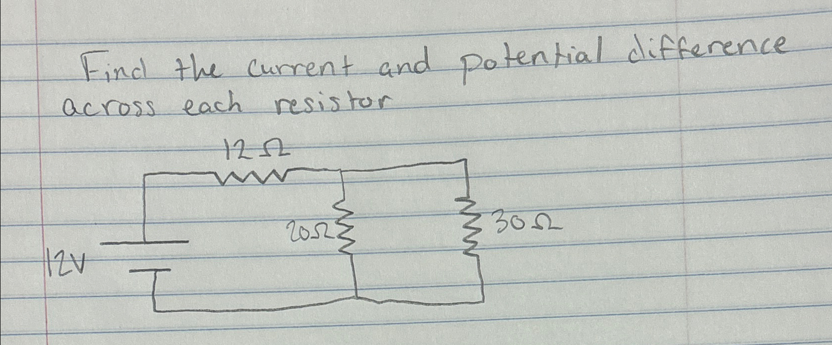 Solved Find the current and potential difference across each | Chegg.com