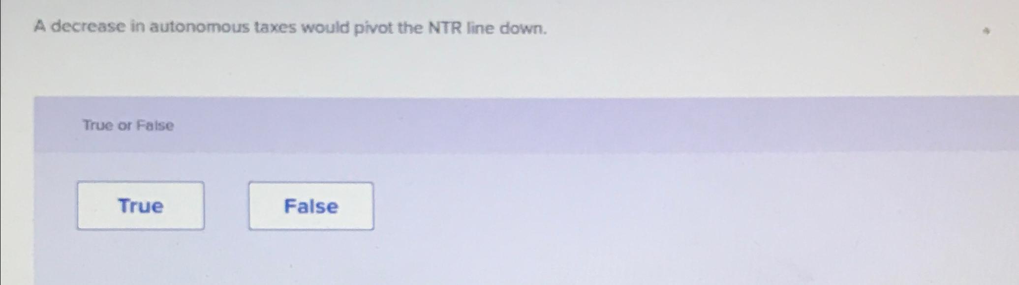 Solved A Decrease In Autonomous Taxes Would Pivot The Ntr 1010