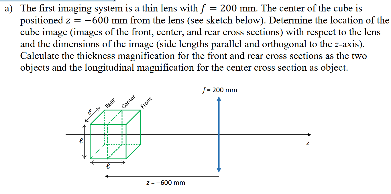 Solved A cube with side length = 100 ﻿mm is imaged by two | Chegg.com