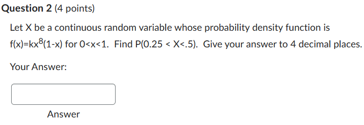 Solved Let X be a continuous random variable whose | Chegg.com