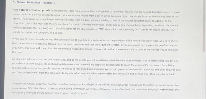 5. Natural Deduction - Practice 1 Most natural | Chegg.com