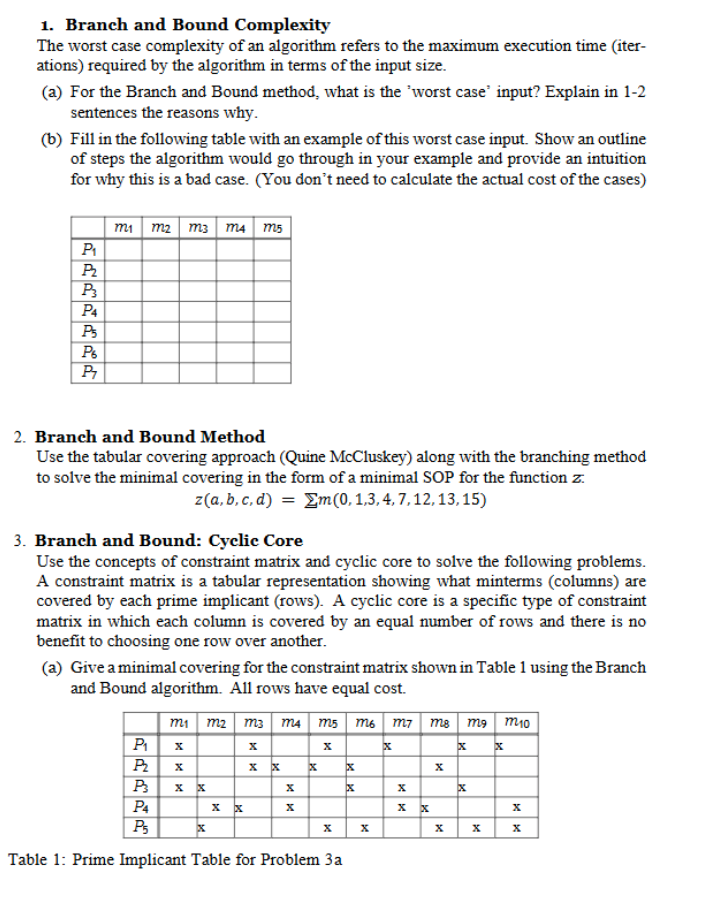 1. ﻿Branch and Bound Complexity The worst case | Chegg.com