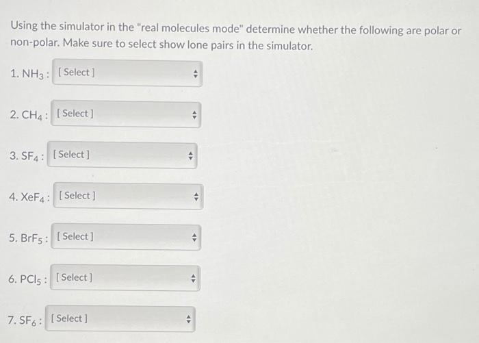 Using the simulator in the "real molecules mode" | Chegg.com