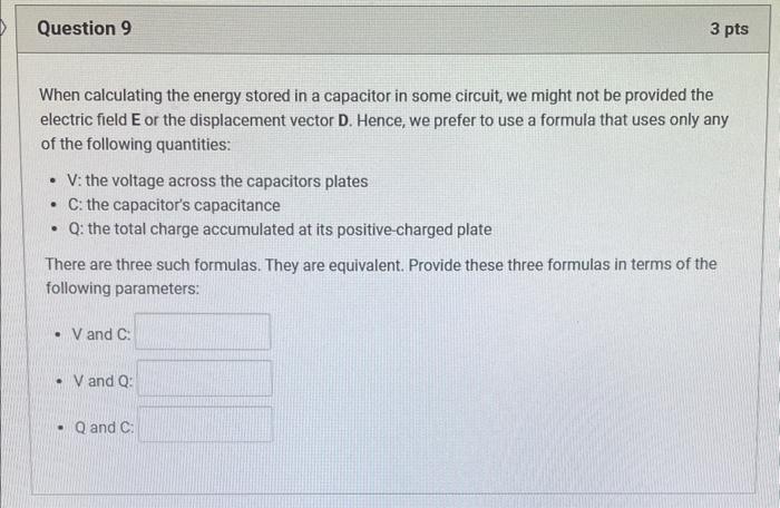 Solved The total energy stored in a capacitor can be | Chegg.com